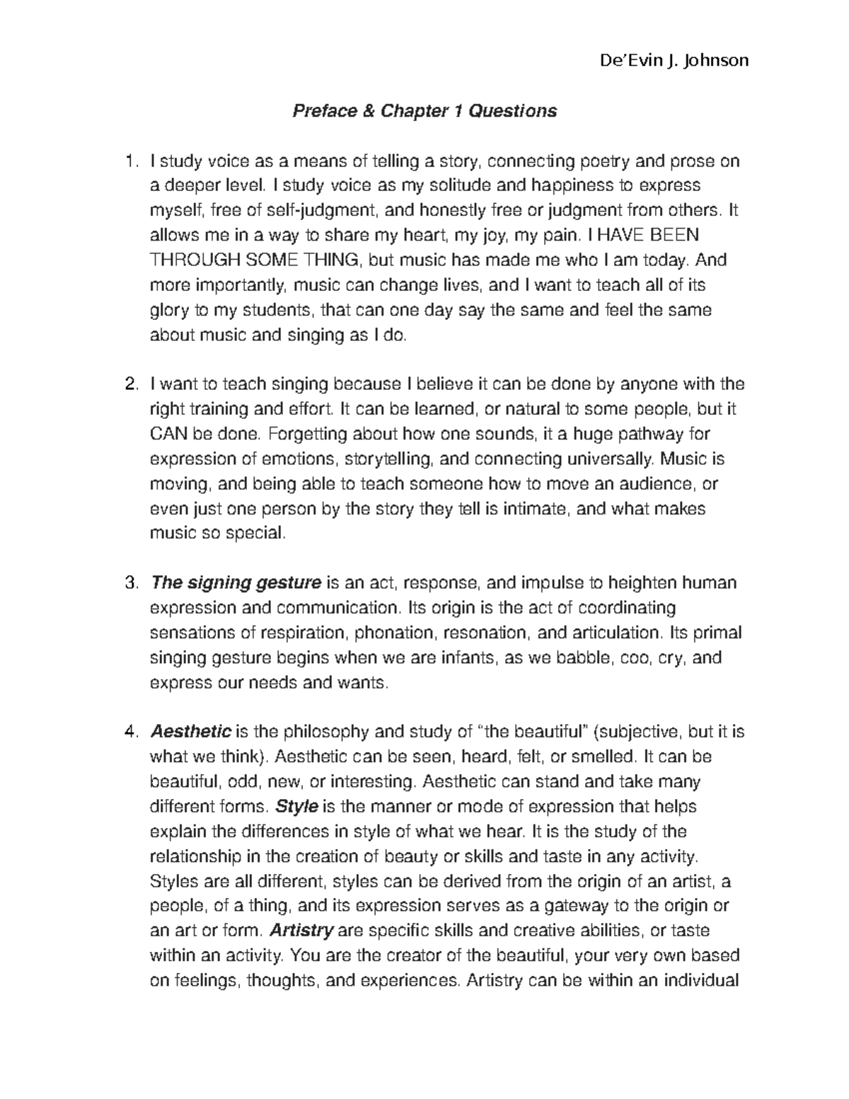 Chapter 1- Philosophy of Singing - De’Evin J. Johnson Preface & Chapter ...