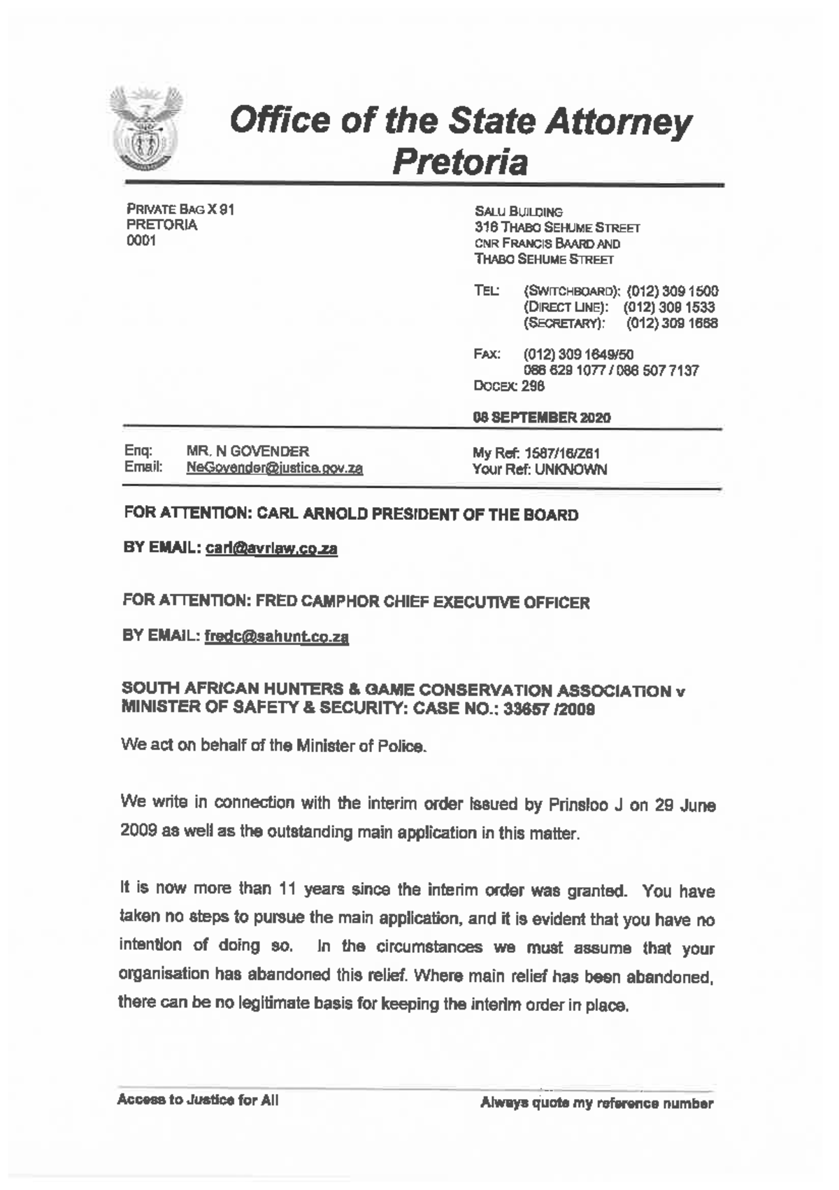 SA Hunters Interim court order 08-09-2020 - MNM4803 - Studocu
