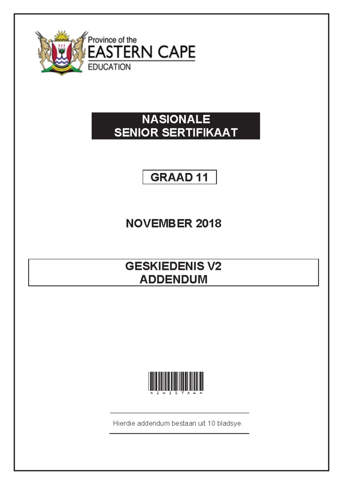History P2 ADD GR11 NOV2018 Afr History - NOVEMBER 2018 GESKIEDENIS V ...
