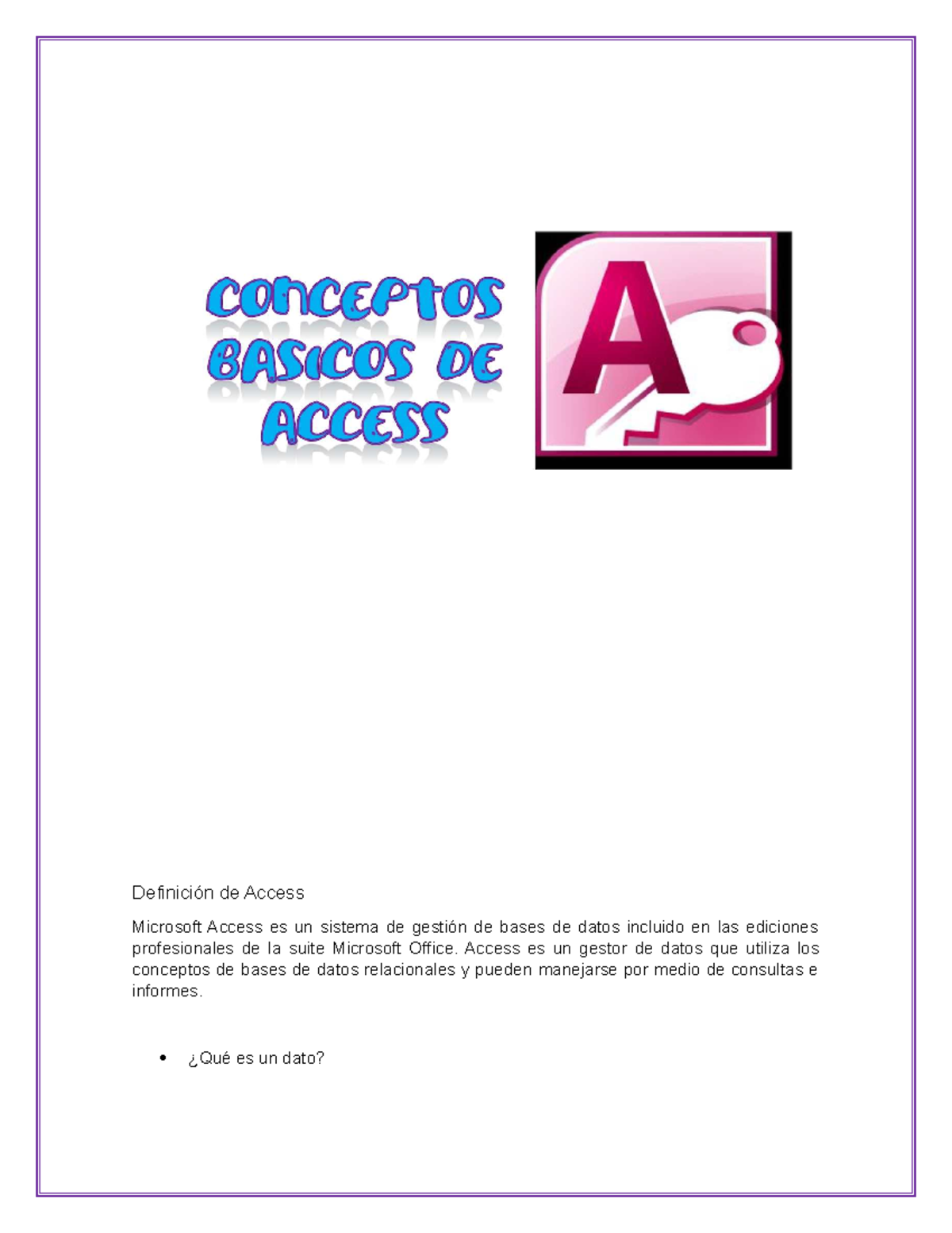 Actividad 1 Conceptos básicos - Definición de Access Microsoft Access ...
