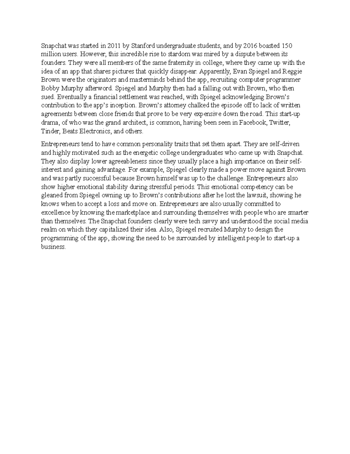 Bps snapchat case - case summary - Snapchat was started in 2011 by ...