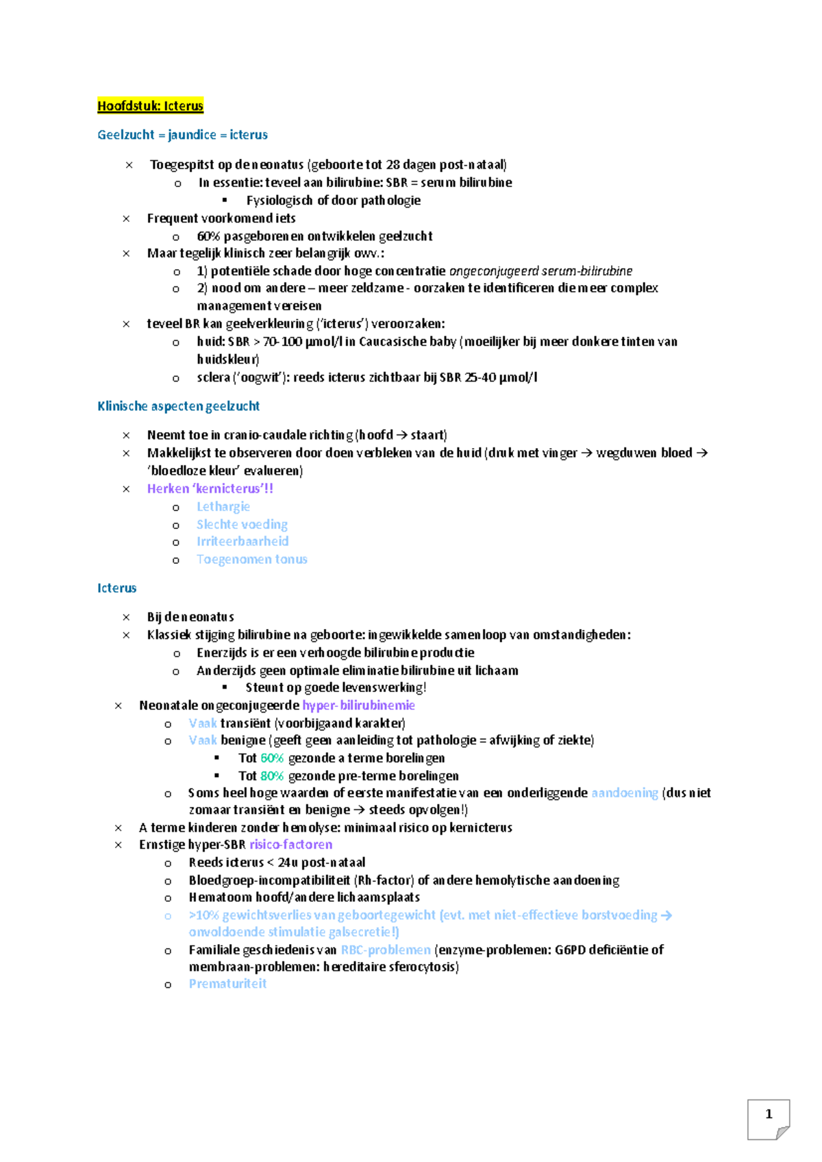 Hoofdstuk Icterus - Neonatologie - Thomas More Lier - Hoofdstuk ...