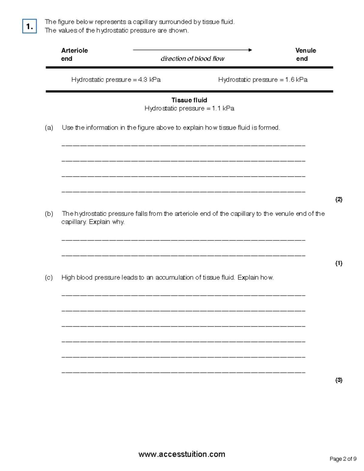 Tissue-Fluid-Formation-QP copy - The figure below represents a ...
