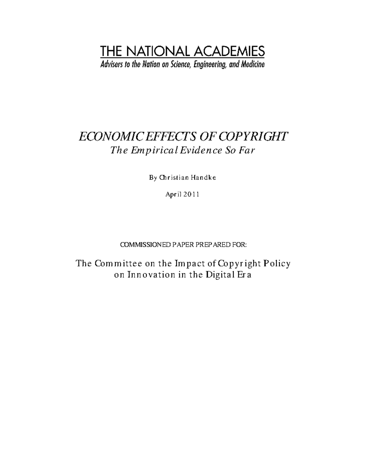 Pga 063399 - idk - ECONOMIC EFFECTS OF COPYRIGHT The Empirical Evidence ...