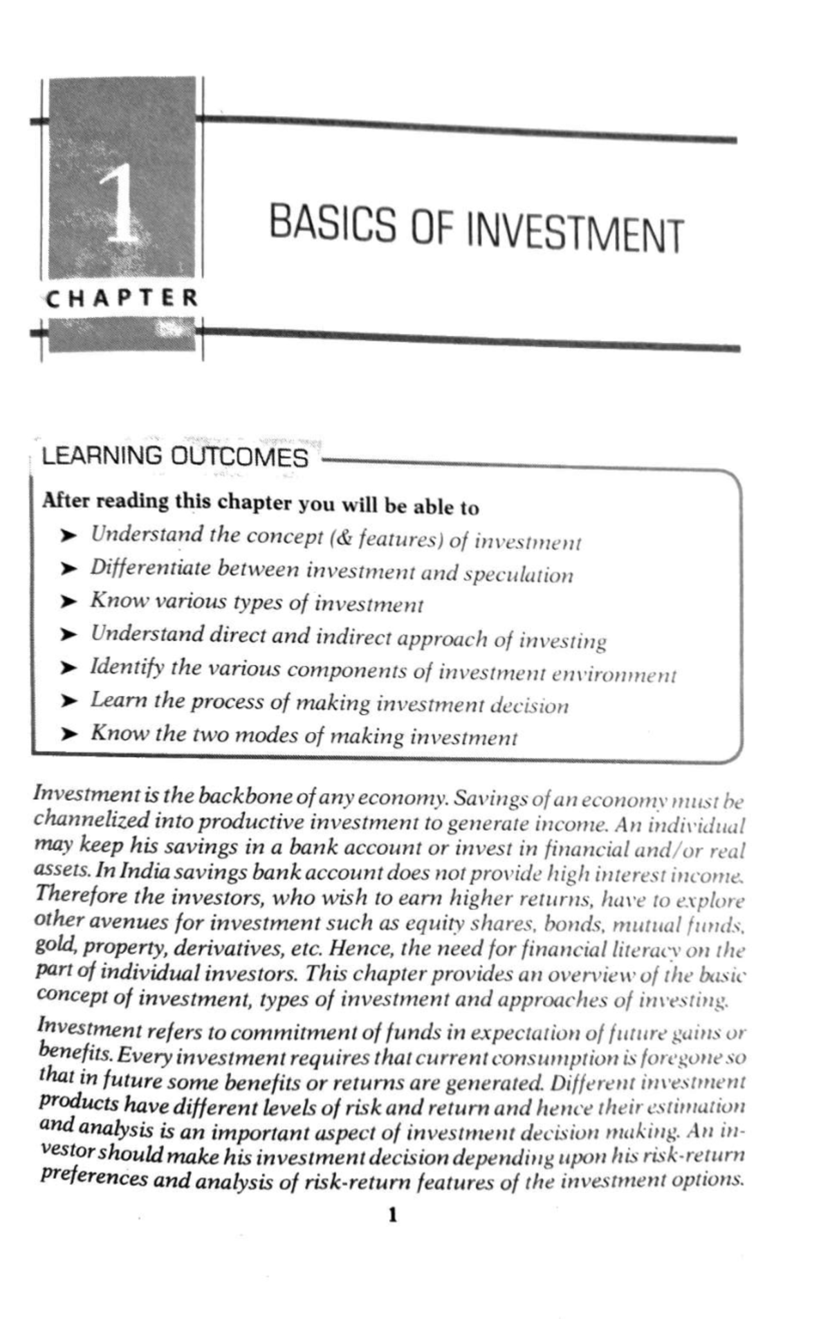 UNIT 1 Basics of Investment - 6967000008 - S - Studocu