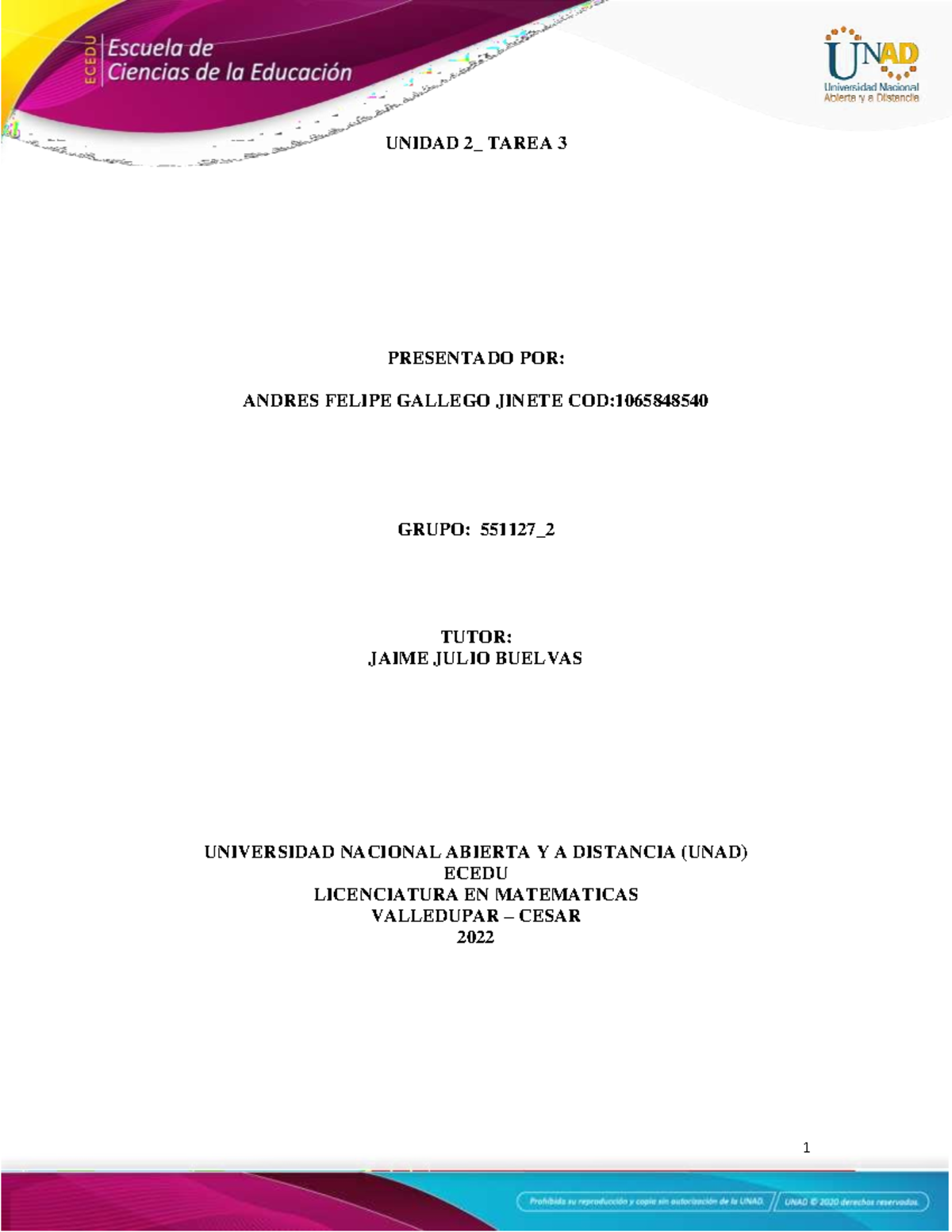 Unidad 2 Tarea 3 individual - UNIDAD 2_ TAREA 3 PRESENTADO POR: ANDRES ...