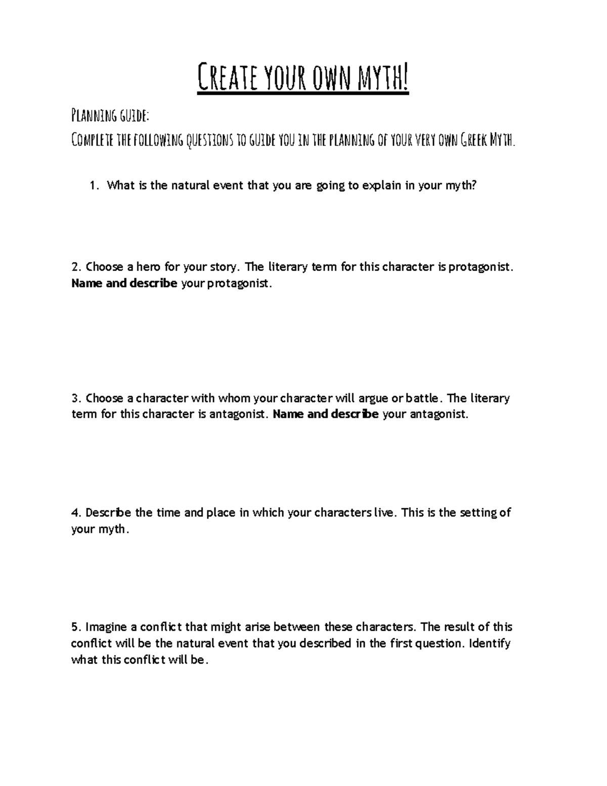 Createyourown Greekmyth-1 - Create your own myth! Planning guide ...