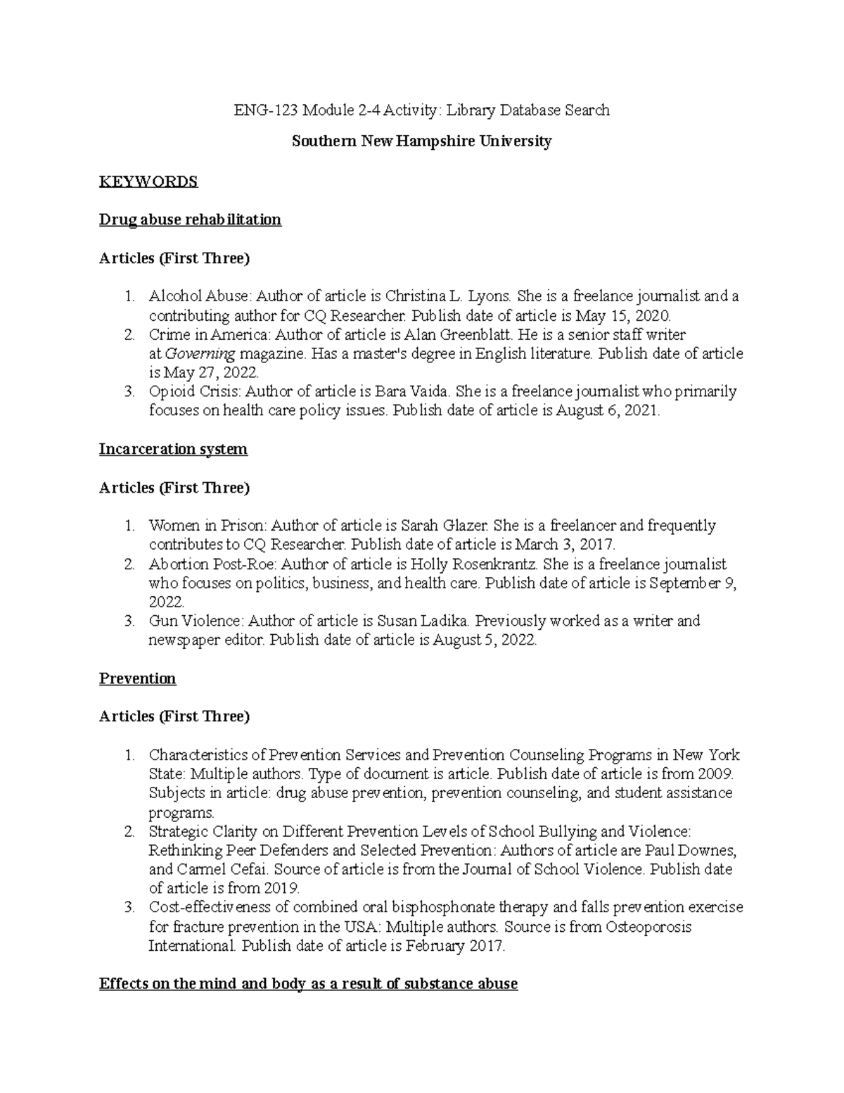 ENG 123 2-4 Activity - ENG-123 Module 2-4 Activity: Library Database ...
