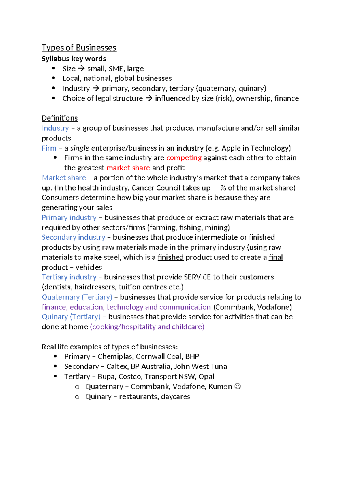 nature of business: types of businesses - Types of Businesses Syllabus ...