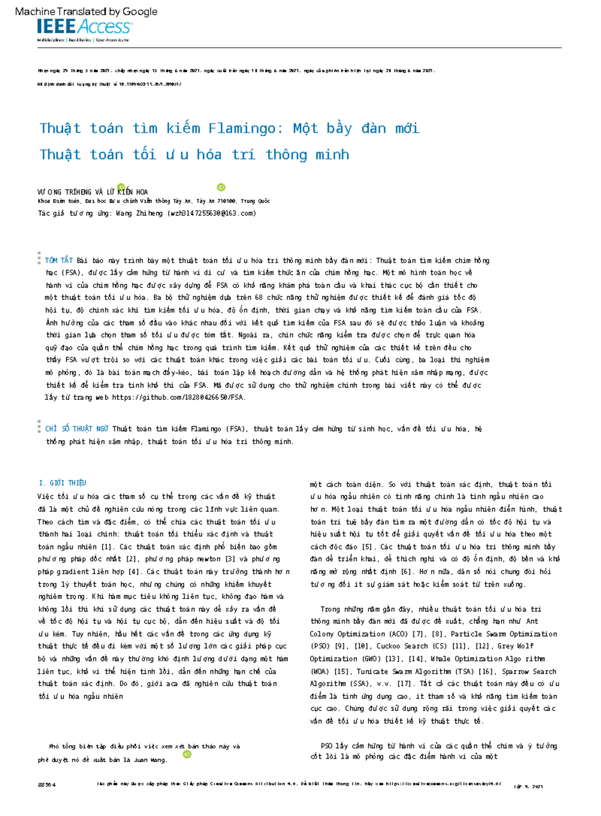 Flamingo Search Algorithm 88564 Nhận Ngày 29 Tháng 5 Năm 2021 Chấp Nhận Ngày 15 Tháng 6 Năm