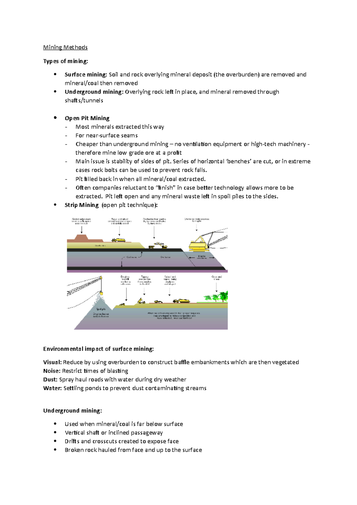 Mining Methods - eduqas - Mining Methods Types of mining: Surface ...