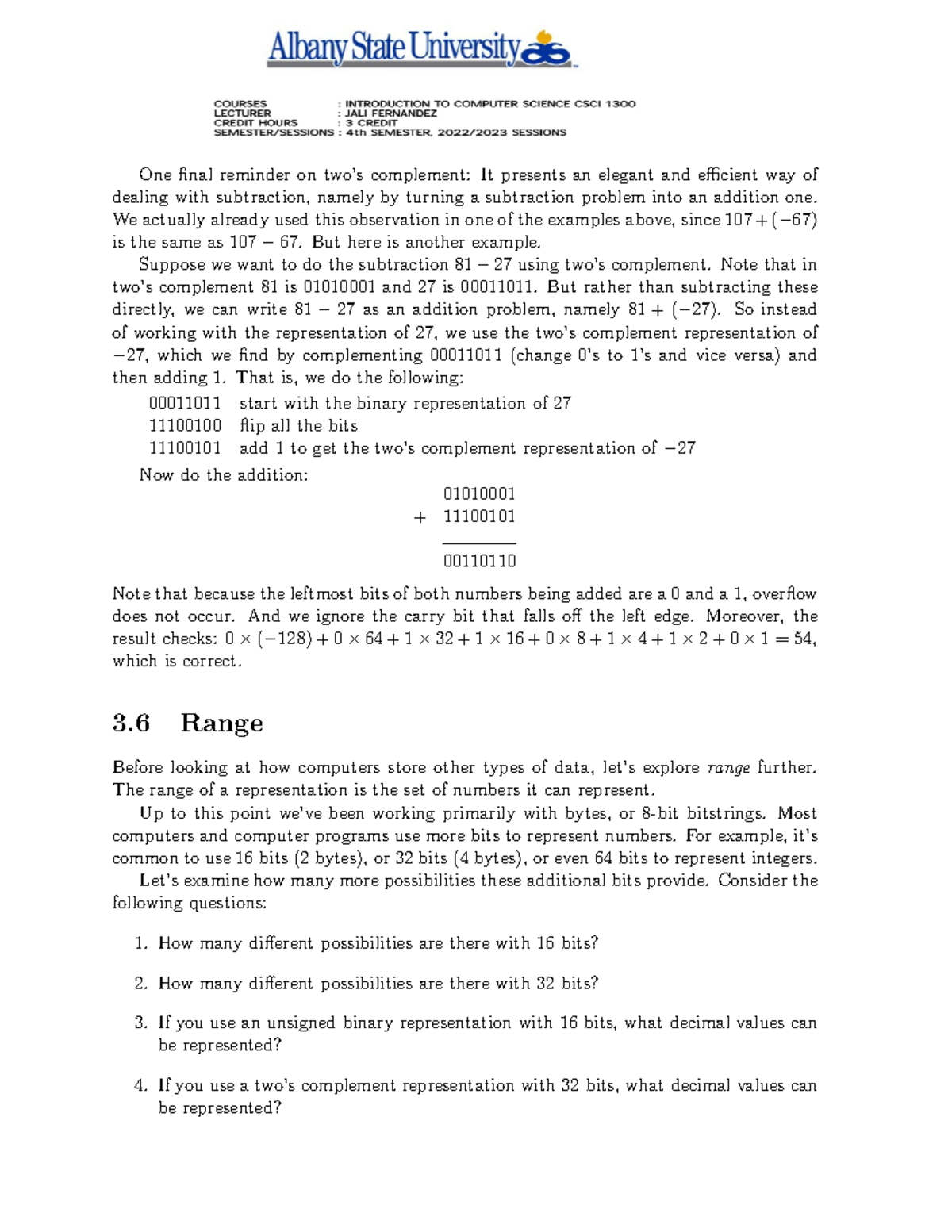 Computer s 20230417 224135-6 - One final reminder on two’s complement ...