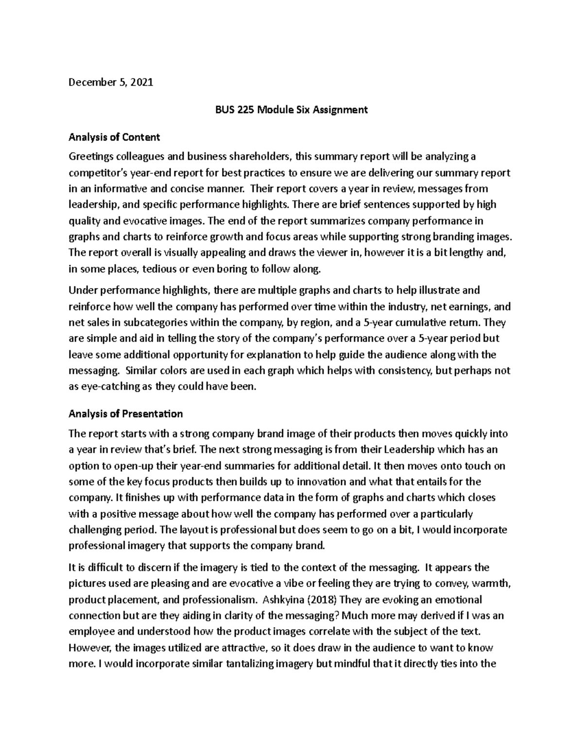 BUS225 Module Six Assignment - December 5, 2021 BUS 225 Module Six ...