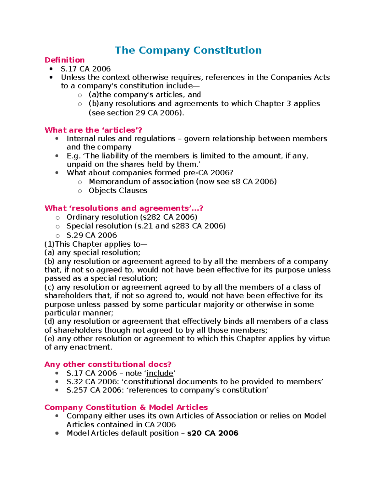 The Company Constitution - The Company Constitution Deinition S CA 2006 ...