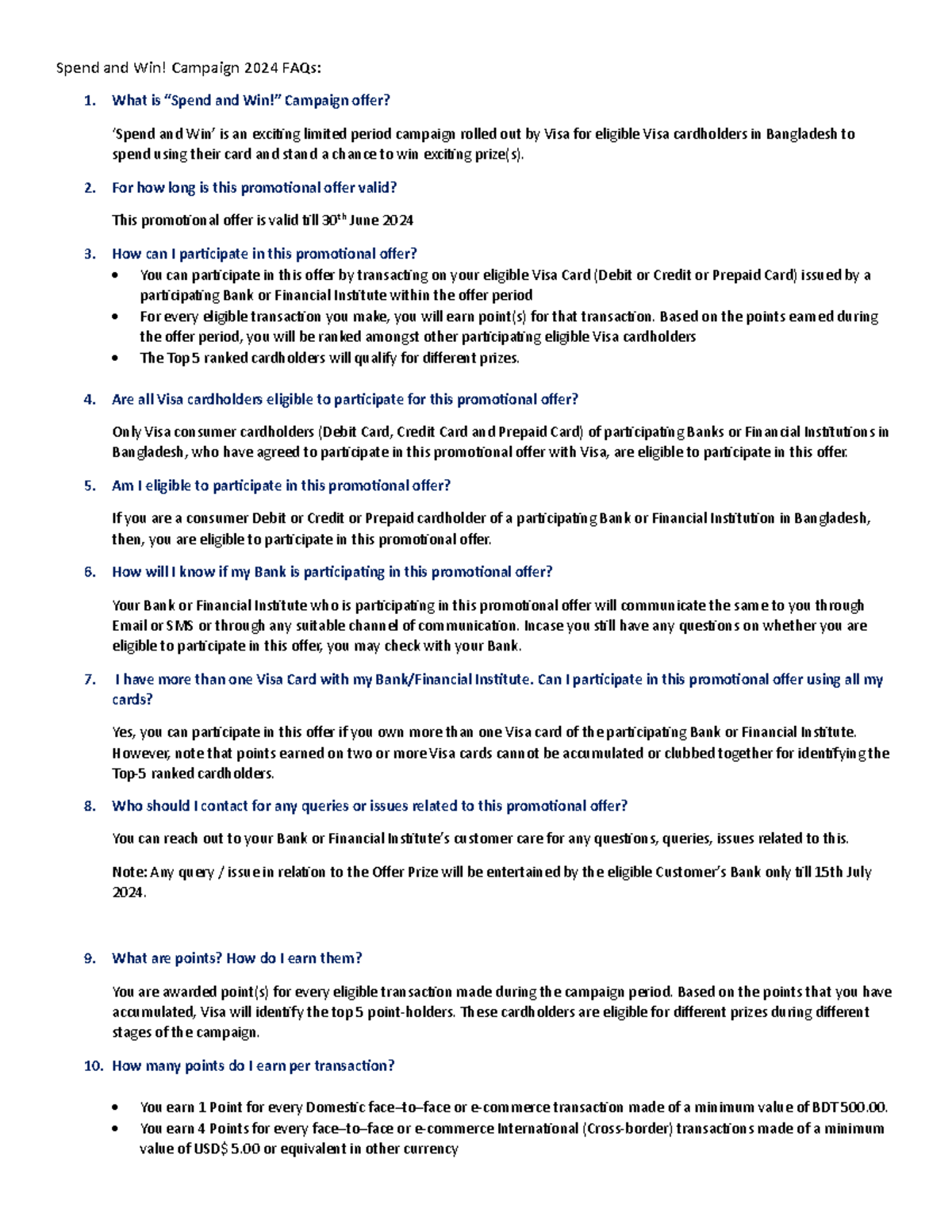 Spend and Win Campaign 2024 FAQ - For how long is this promotional ...