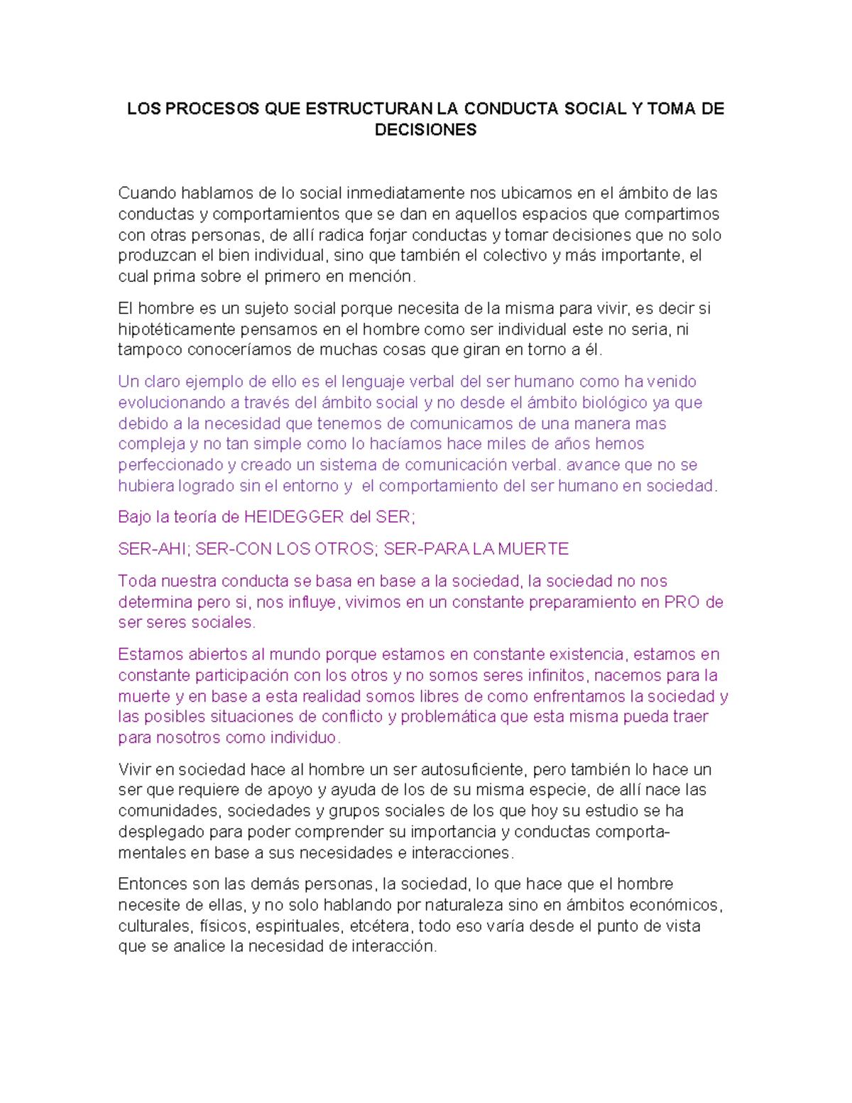 LOS PROCESOS QUE ESTRUCTURAN LA CONDUCTA SOCIAL Y TOMA DE DECISIONES ...