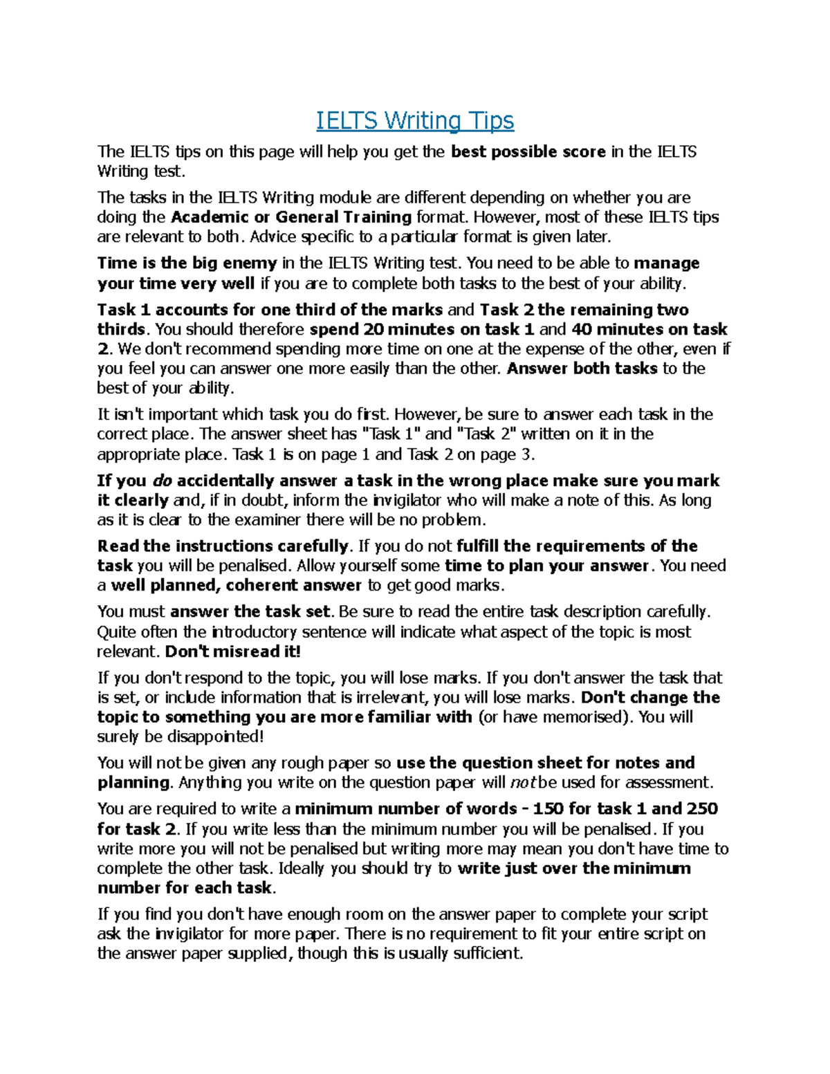 Ielts tips - IELTS Writing Tips The IELTS tips on this page will help ...