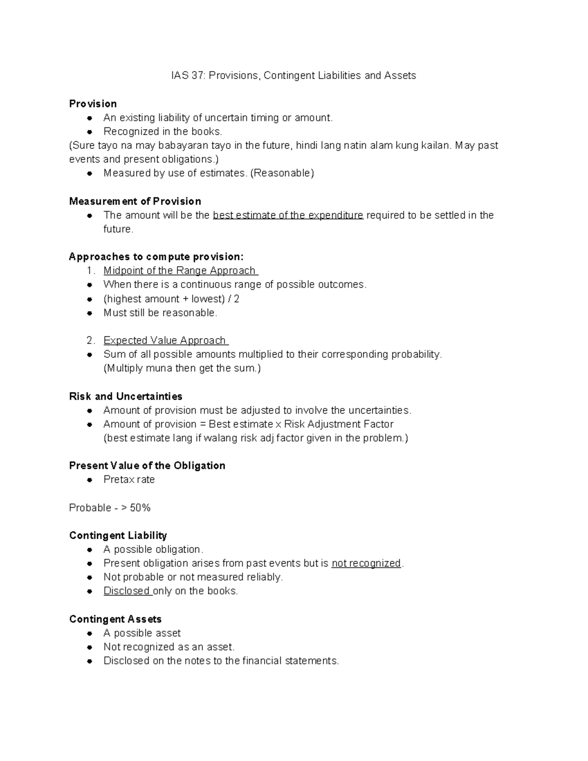 IAS 37 Provisions, Contingent Liabilities and Assets - Recognized in ...