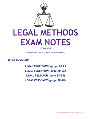 Legal systems and methods lecture notes - LEGAL SYSTEMS & METHODS ...