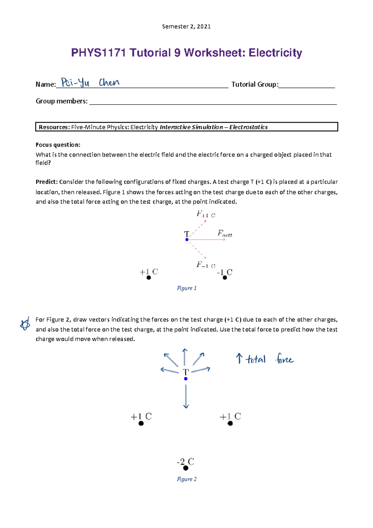 PHYS1171 2021s2Tutorial 09 Worksheet - Electricit 211013 195513 ...