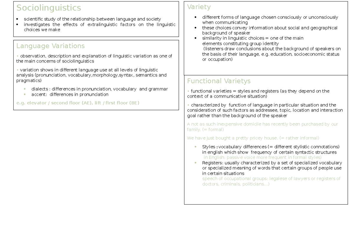 Sociolinguistics - Language Variations observation, description and ...