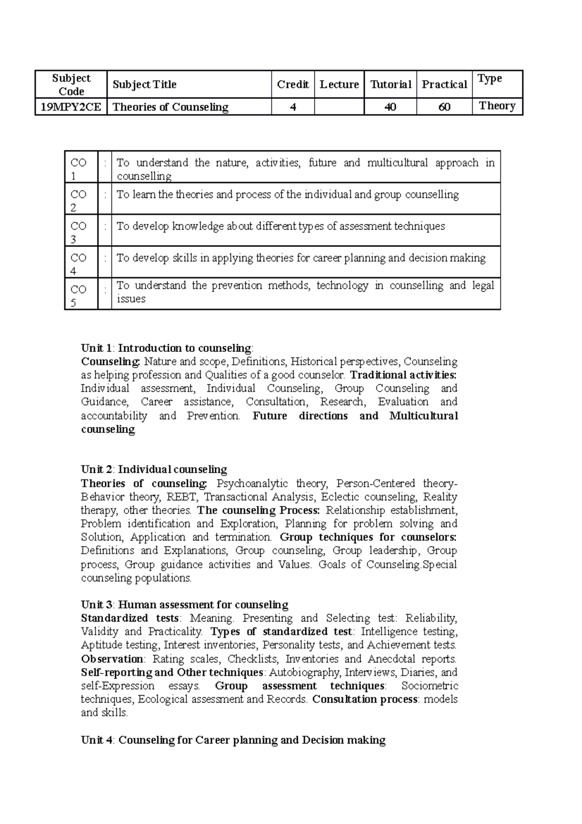 theories-of-conselling-syllabus-subject-code-subject-title-credit