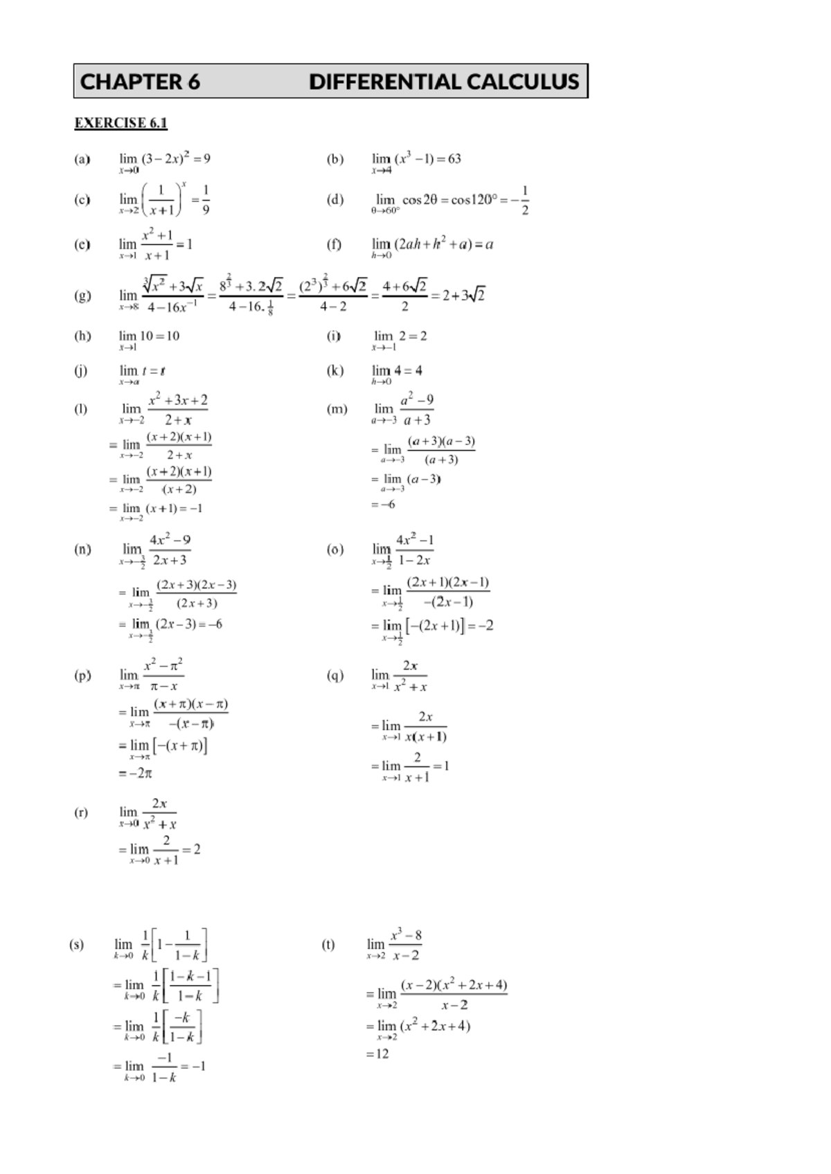 Calculus Math Gr12 Memo MB - CHAPTER 6 DIFFERENTIAL CALCULUS EXERCISE 6 ...