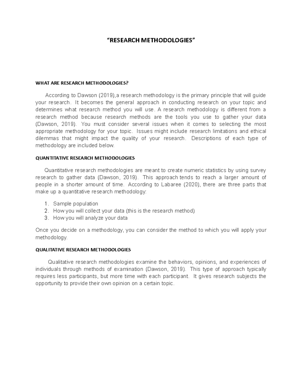 Research Methodologies - “RESEARCH METHODOLOGIES” WHAT ARE RESEARCH ...