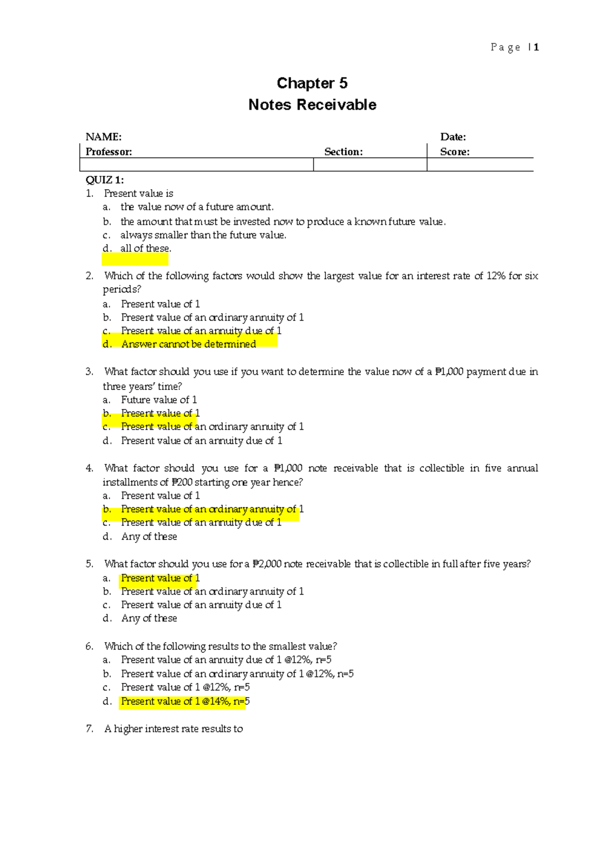 Quiz-chapter-5-notes-receivable compress - Chapter 5 Notes Receivable ...
