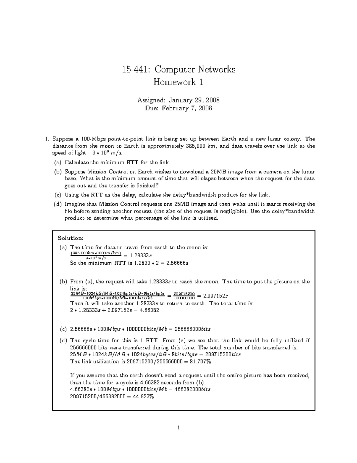Hw1solutions for Computer Network Lecture - ABC - Hogeschool ABC - Studocu