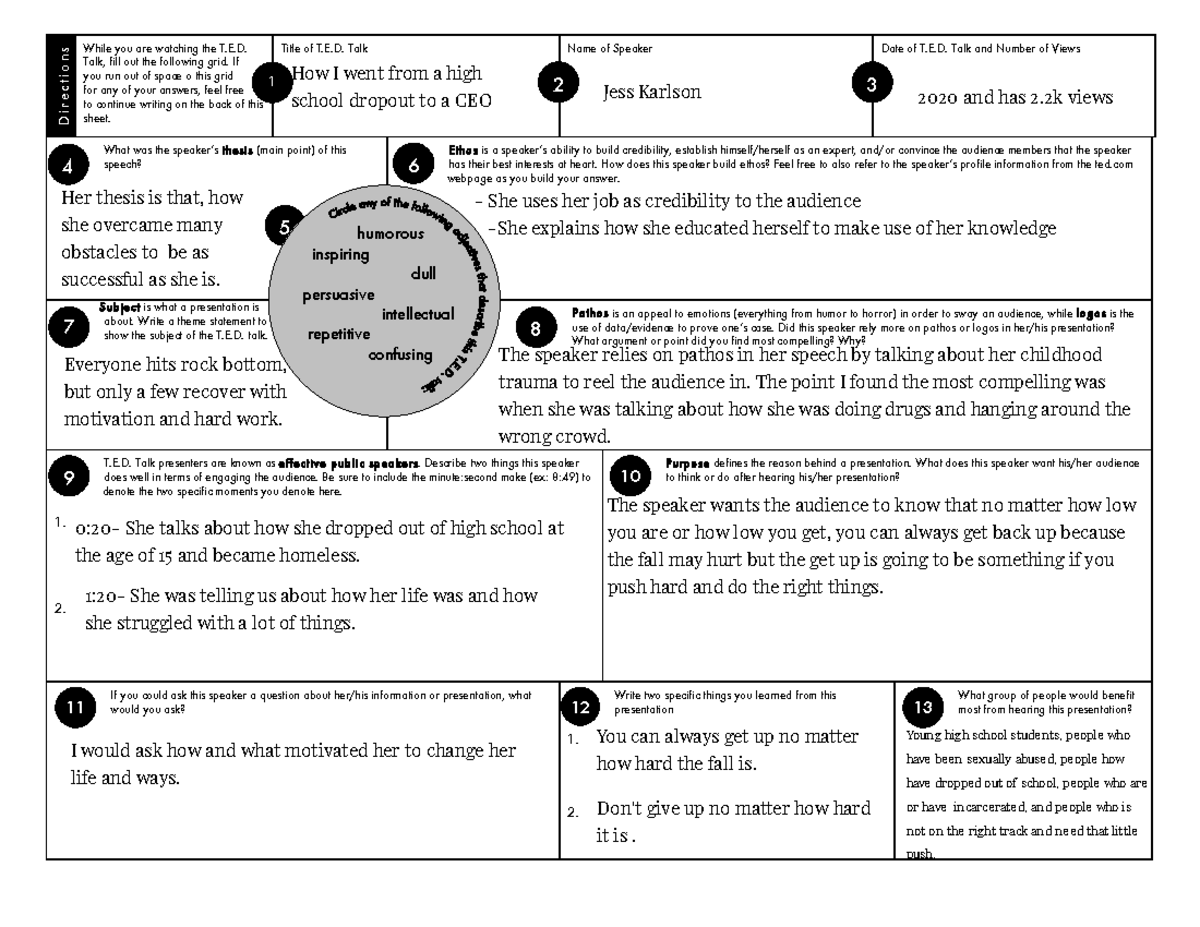 Kami Export - Averi Baker - TED Talk Graphic Organizer - 8 9 4 6 1 7 12 ...