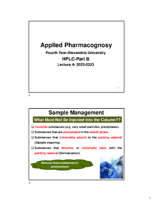 Lecture 3 Notes Applied 2022-2023 - Applied Pharmacognosy Fourth Year ...