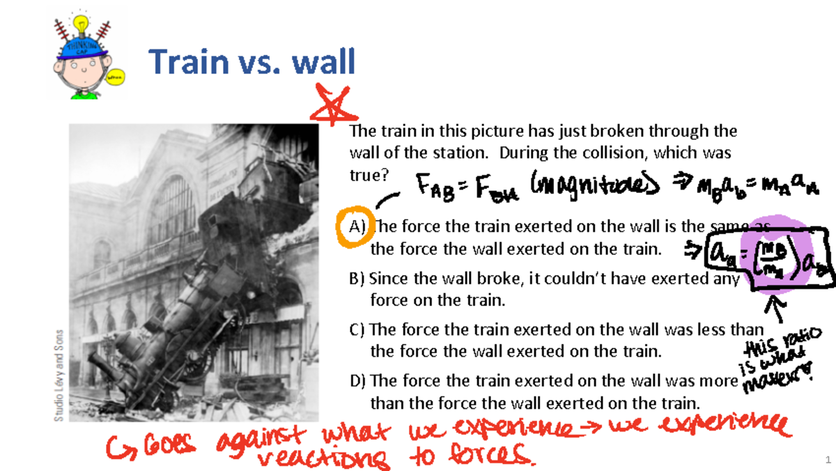 Newtons 3rd Law - Train vs. wall The train in this picture has just ...