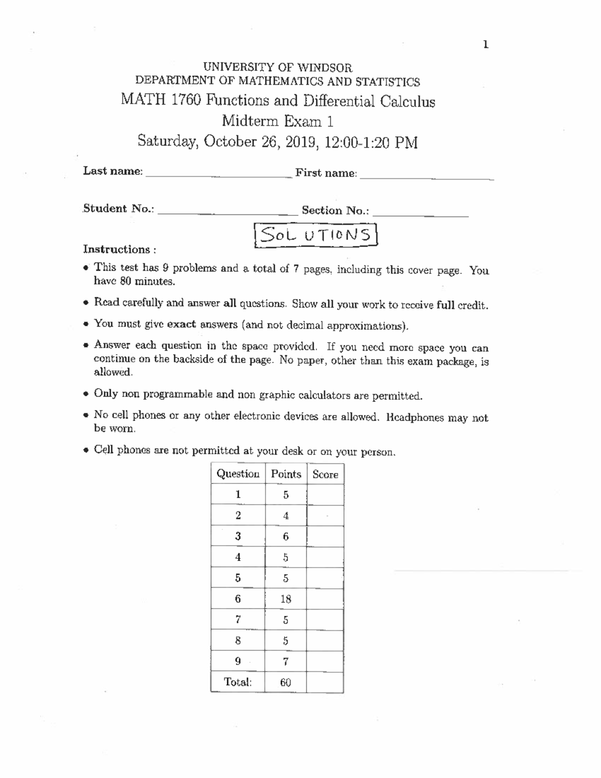 Midterm 26 October 2019 Questions And Answers 03 62 139 Warning Decodescan Unexpected