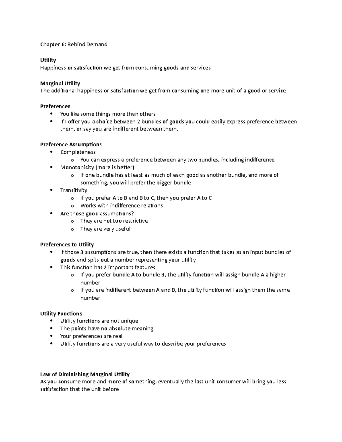 Chapter 6: Behind Demand Utility and Preferences - Studocu