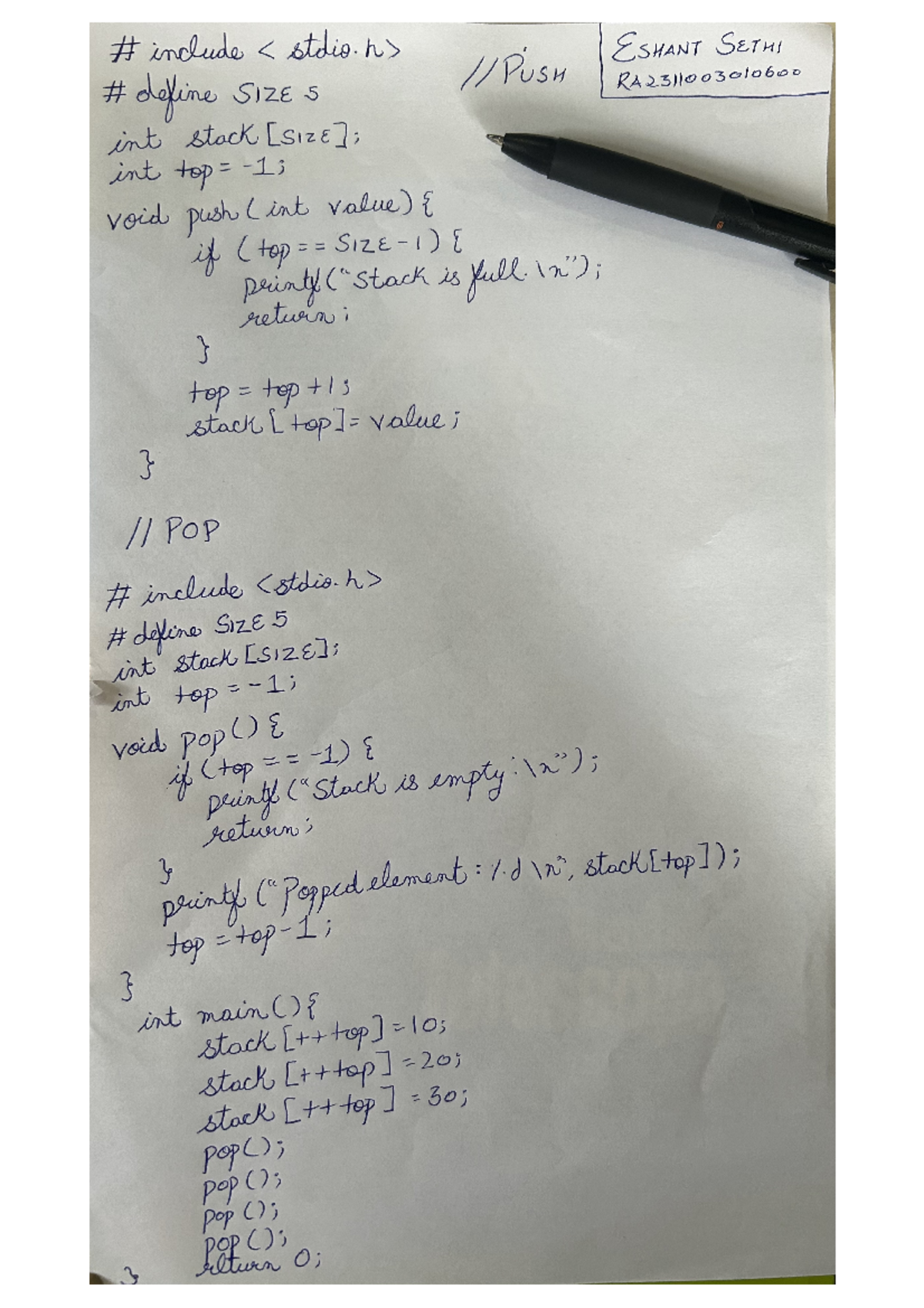 600 - COA - B.Tech CSE Core - include 11 PUSH ESHANT SETHI define SIZE ...