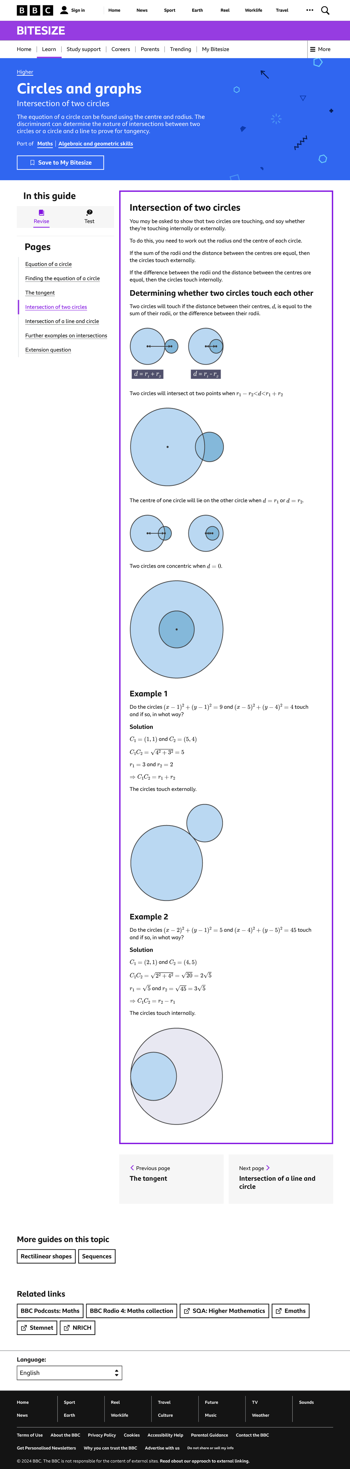 Intersection of two circles - Circles and graphs - Higher Maths ...