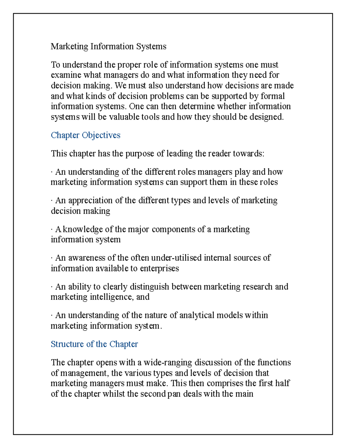 Marketing Information Systems - We must also understand how decisions ...