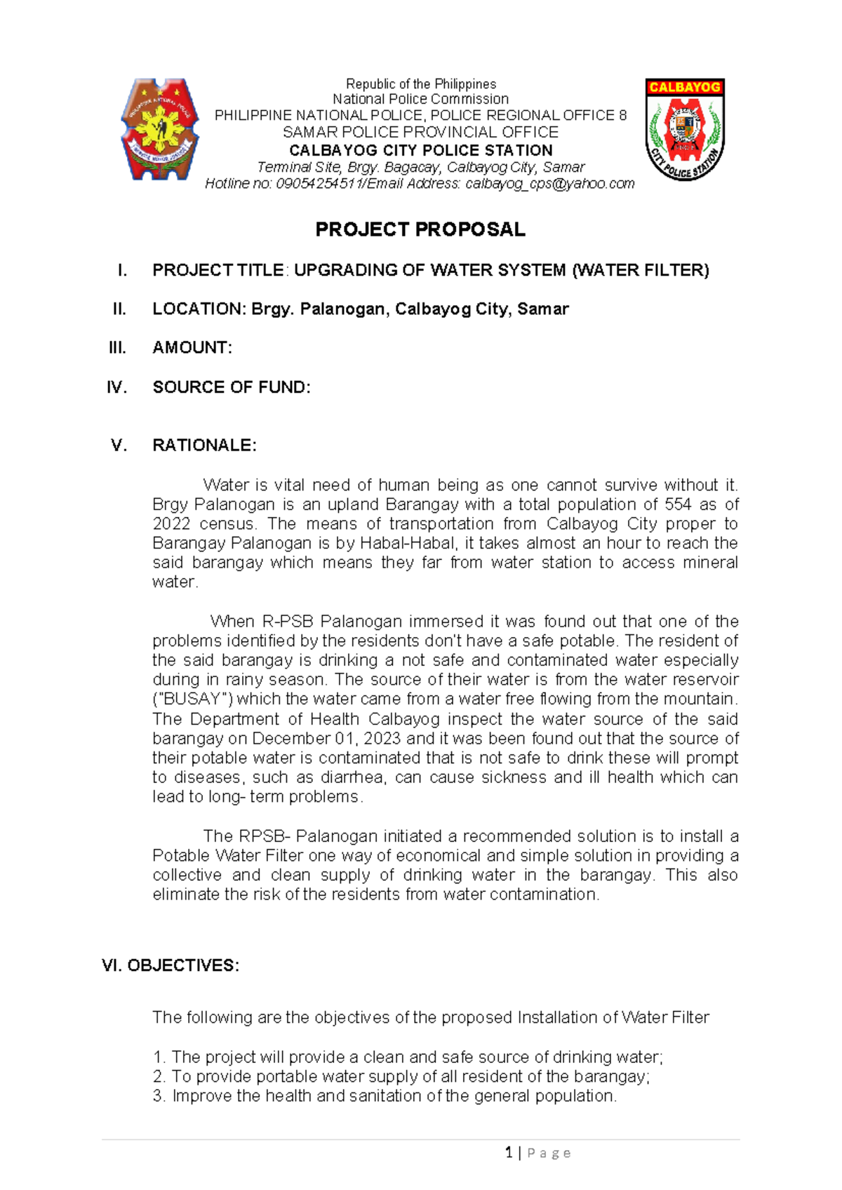 Project Proposal - ,,,,, - Republic of the Philippines National Police ...