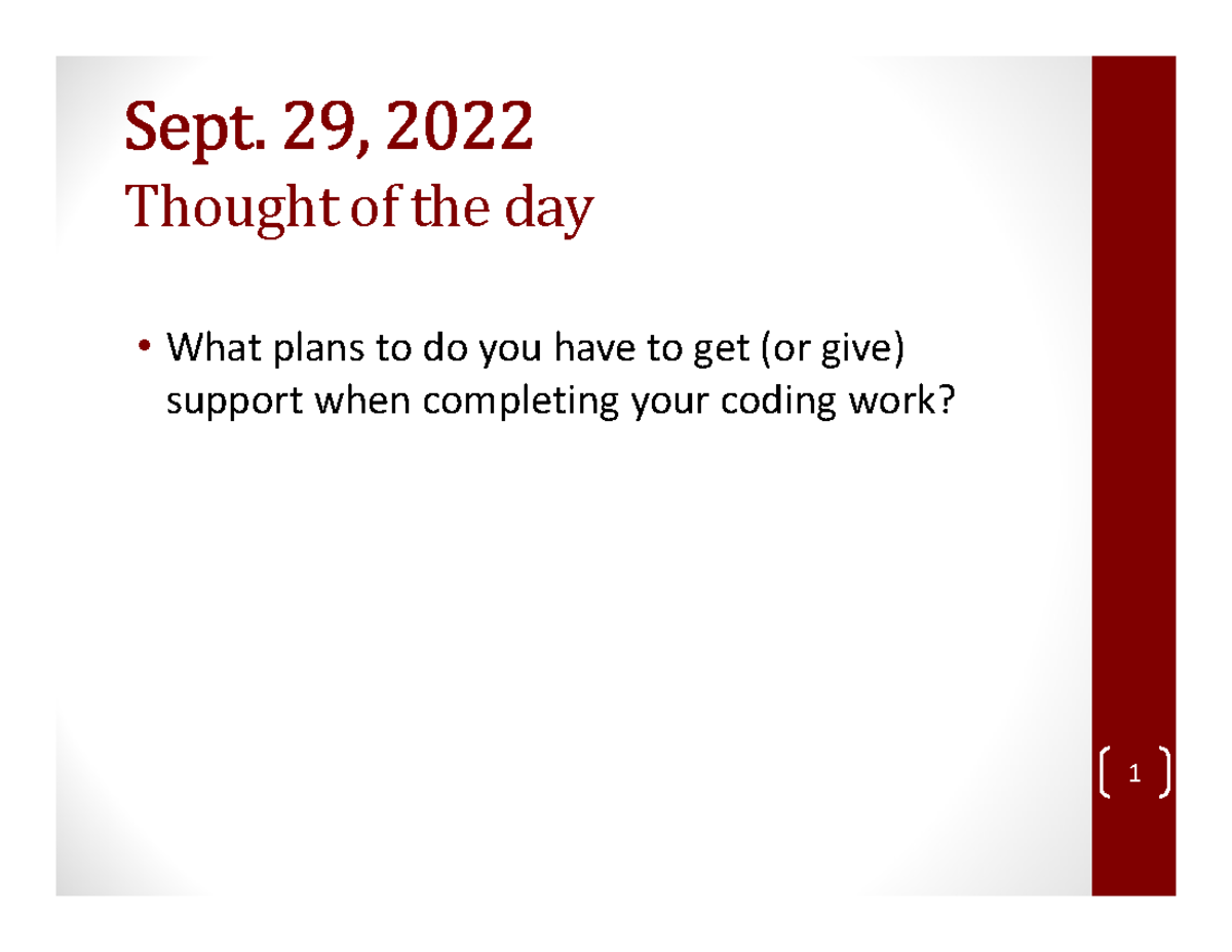 GE1501 0929 Program Lecture Simple and Random Programs - Thought of the ...