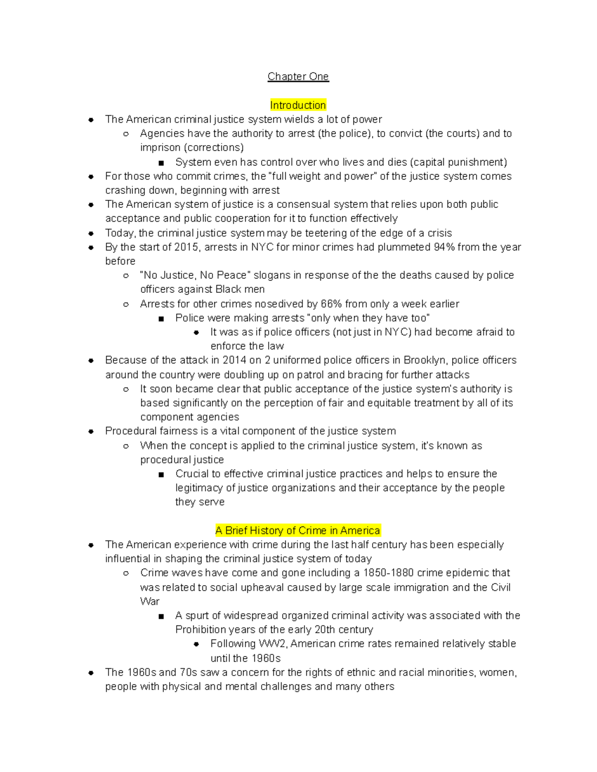 Crim Book Notes Ch 1 Pt 1 - Chapter One Introduction The American ...