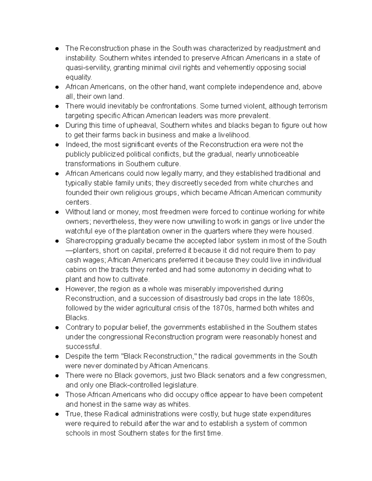 The South During Reconstruction - The Reconstruction phase in the South ...