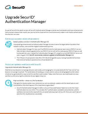 Data Sheet- RSA Secur ID Access (RSA Authentication Manager 8 - DATA SHEET RSA SecurID® Access ...