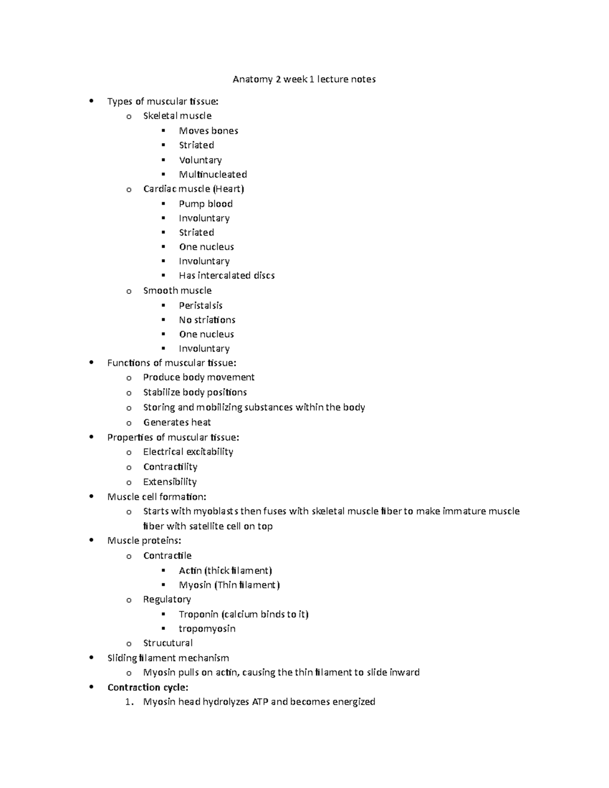 Anatomy 2 week 1 lecture notes - Anatomy 2 week 1 lecture notes Types ...