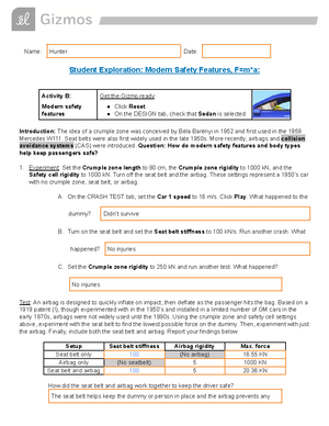 Pendulum Gizmos - Name: Hunter Date: Student Exploration: Energy of a ...