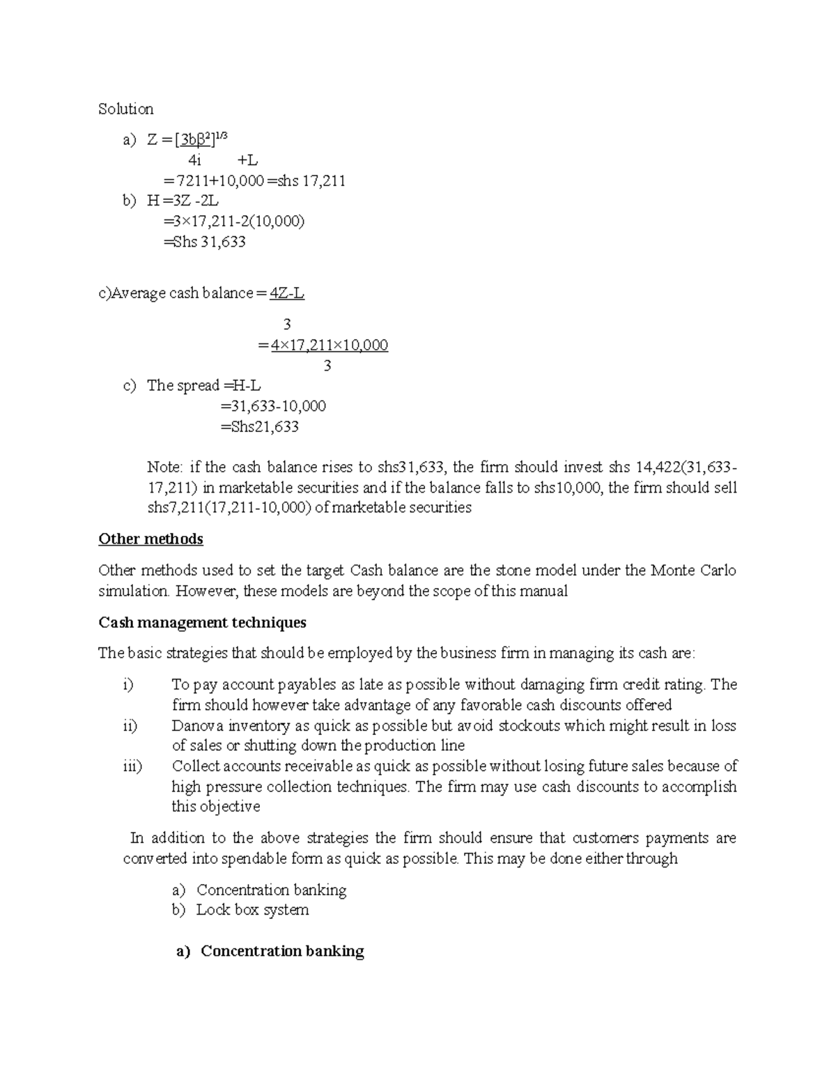 Task - lecture notes on business - Solution a) Z = [3bβ 2 ]1/ 4i +L ...