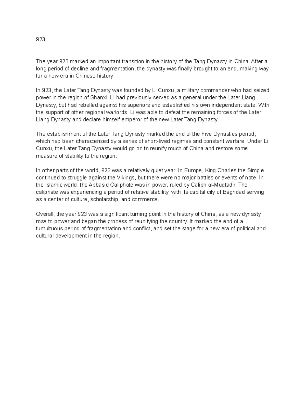Untitled document (76) - 923 The year 923 marked an important ...