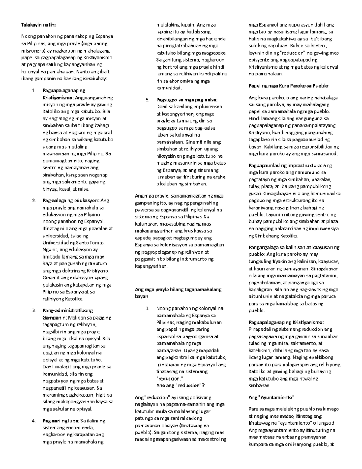 Angel - n/a - Talakayin natin: Noong panahon ng pananakop ng Espanya sa ...