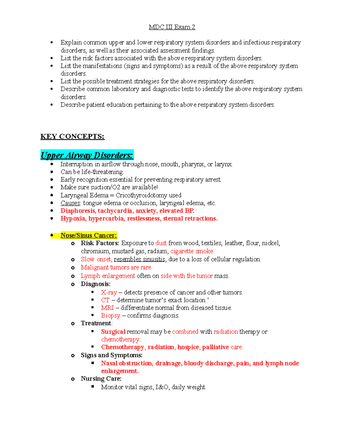 MDC III Exam 2 KEY Concepts(1) - MDC III Exam 2 Explain common upper ...