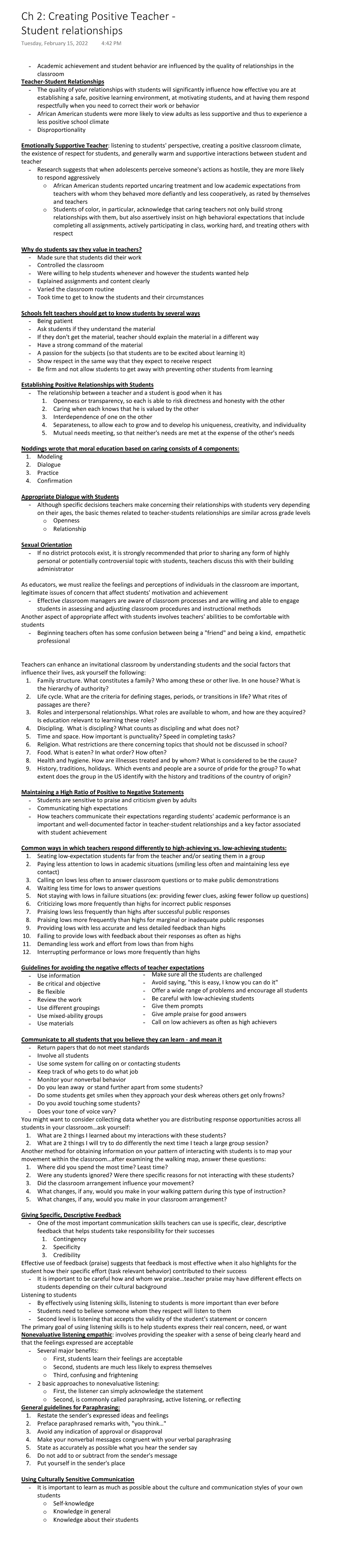 Ch 2 Creating Positive Teacher - Student relationships - Academic ...